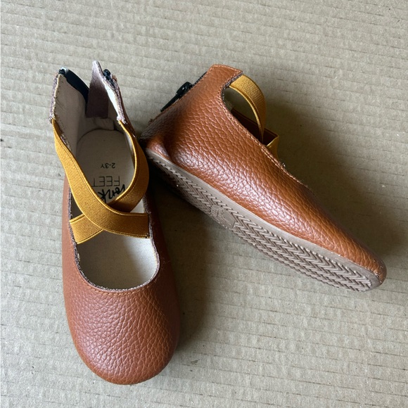 Monkey Feet | Shoes | Monkey Feet Brown Leather Kids Shoes With Yellow ...